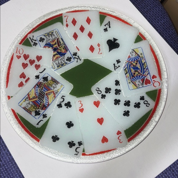 Peggy Karr | Art | Peggy Karr Fused Art Glass Plate 375 Playing Cards ...